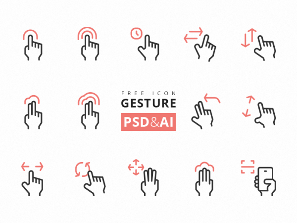 Touch Screen Gesture Icons - Free PSD and AI - PSD Templates Blog