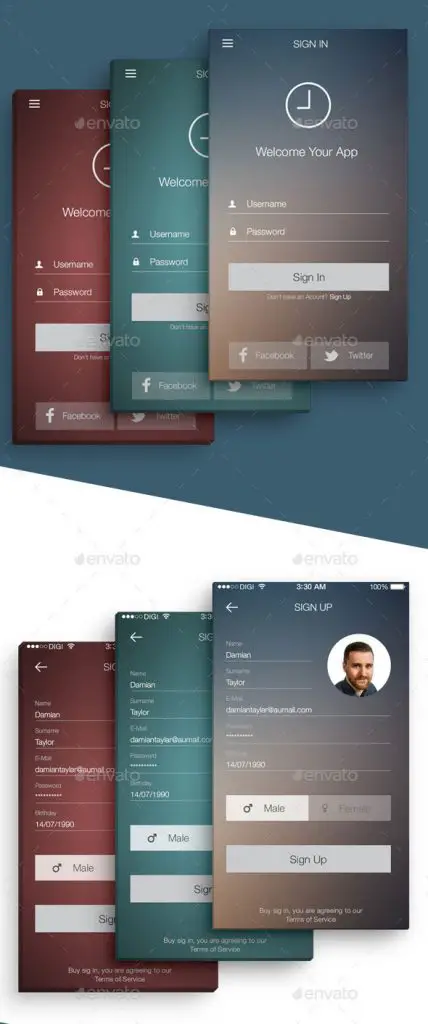 45+ Professional PSD Mobile App UI Design Templates - Full Overview ...
