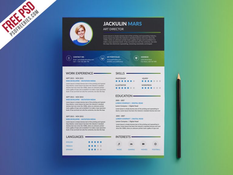 25+ Modern and Wonderful PSD Resume Templates Free Download - General ...